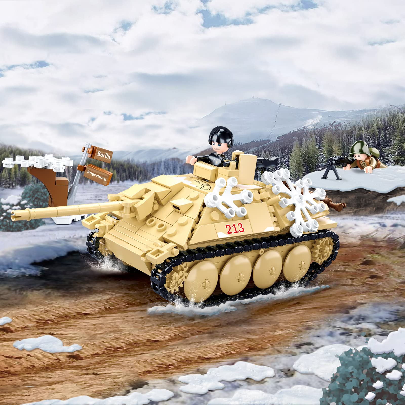 Sluban Building Blocks Toy Army Battle of Budapest - Hetzer (Jagdpanzer 38) Tank Destroyer Educational Learning Construction Toys Set for Kids Boys Grils (344 PCS)