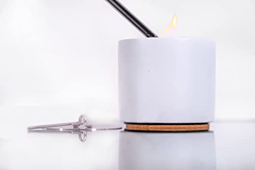 MTAPF® Tabletop Firepit Indoor/Outdoor Table Top Fire Pit with Skewers Smokeless Tabletop Fireplace Bio Ethanol Fuel Real Flame for Balcony, Smores, Includes 2nd Wick(4.6x4.6, White)