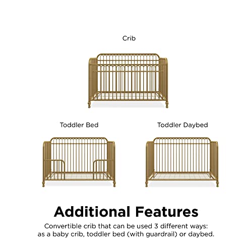 Little Seeds Raven 3-in-1 Convertible Metal Crib, JMPA Certified, Gold