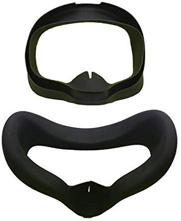 MASiKEN Face Cover Mask for Oculus Quest 1, Professional Silicone Face Cover, Face Pad Sweatproof Lightproof Washable (Black 2P)