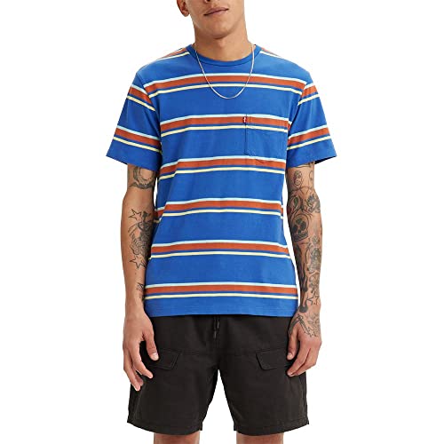 Levi's Men's Short Sleeve Classic Pocket Tee (Available in Big), (New) Paint Deja Vu Blue Stripe, X-Large
