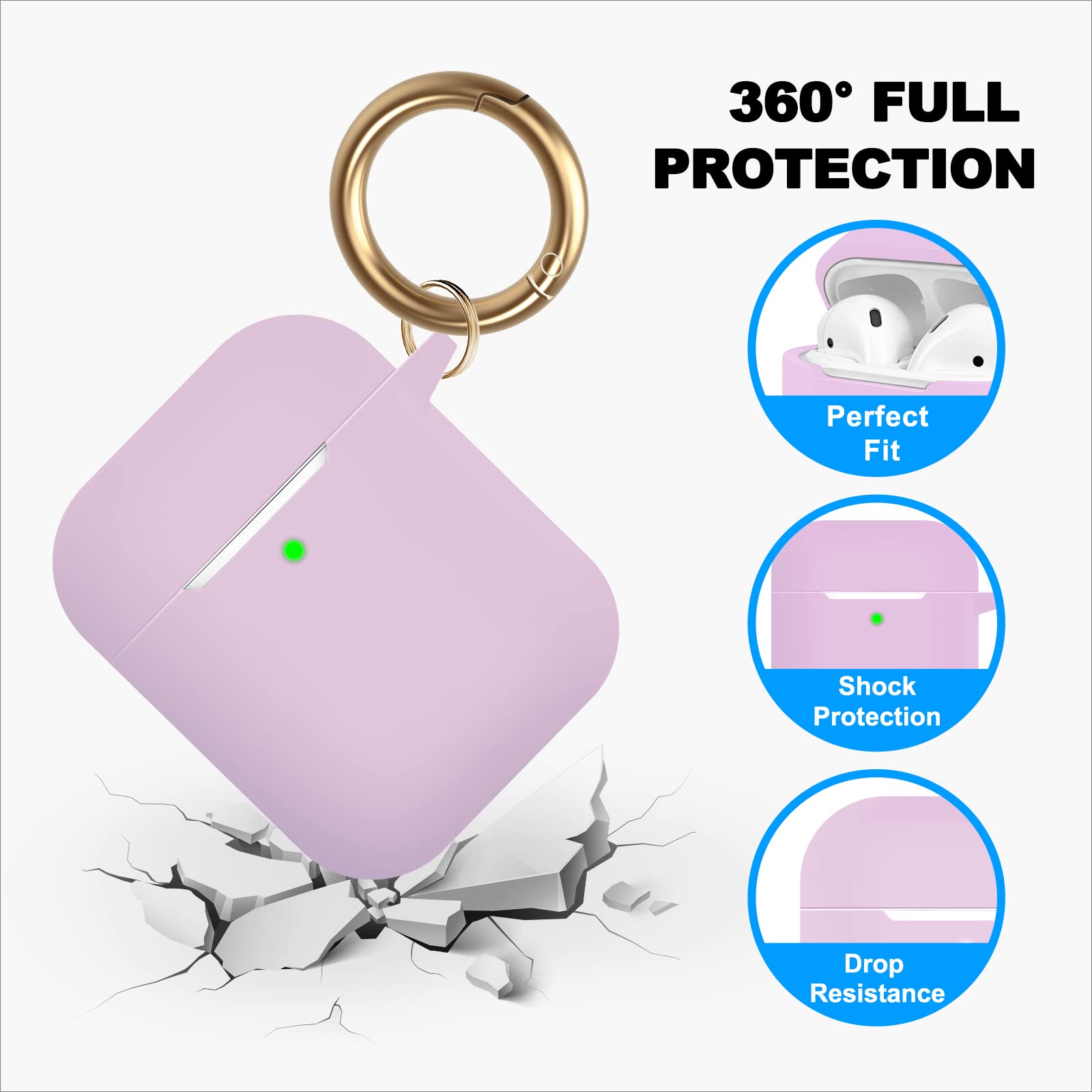 MOLOPPO for AirPods Case Cover with Cleaning Pen,Soft Silicone Protective Cover with Buckle for Women Men Compatible with Apple AirPods 2nd 1st Generation Charging Case, Front LED ,Rose Pink