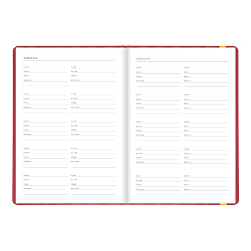 Letts of London Raw Weekly/Monthly Planner, 12 Months, January to December, 2024, Sewn Binding, A5 Size, 8.25" x 5.875", Multilingual, Berry (C082310-24)