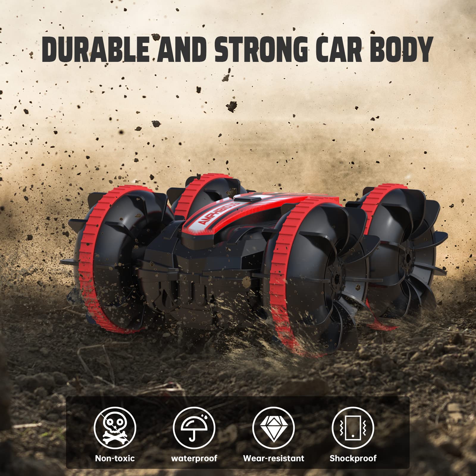 qida Amphibious Remote Control Car - 2.4 GHz Waterproof Remote Control Monster Truck Boat - RC Cars Vehicle 4WD Rotating 360°