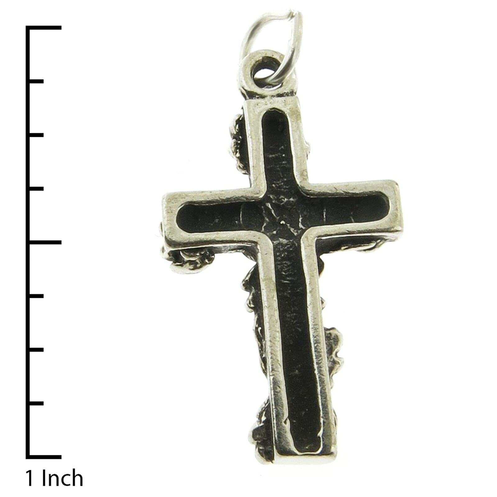 New 925 Sterling Silver Cross with Leaves Charm RISHI0736MISH