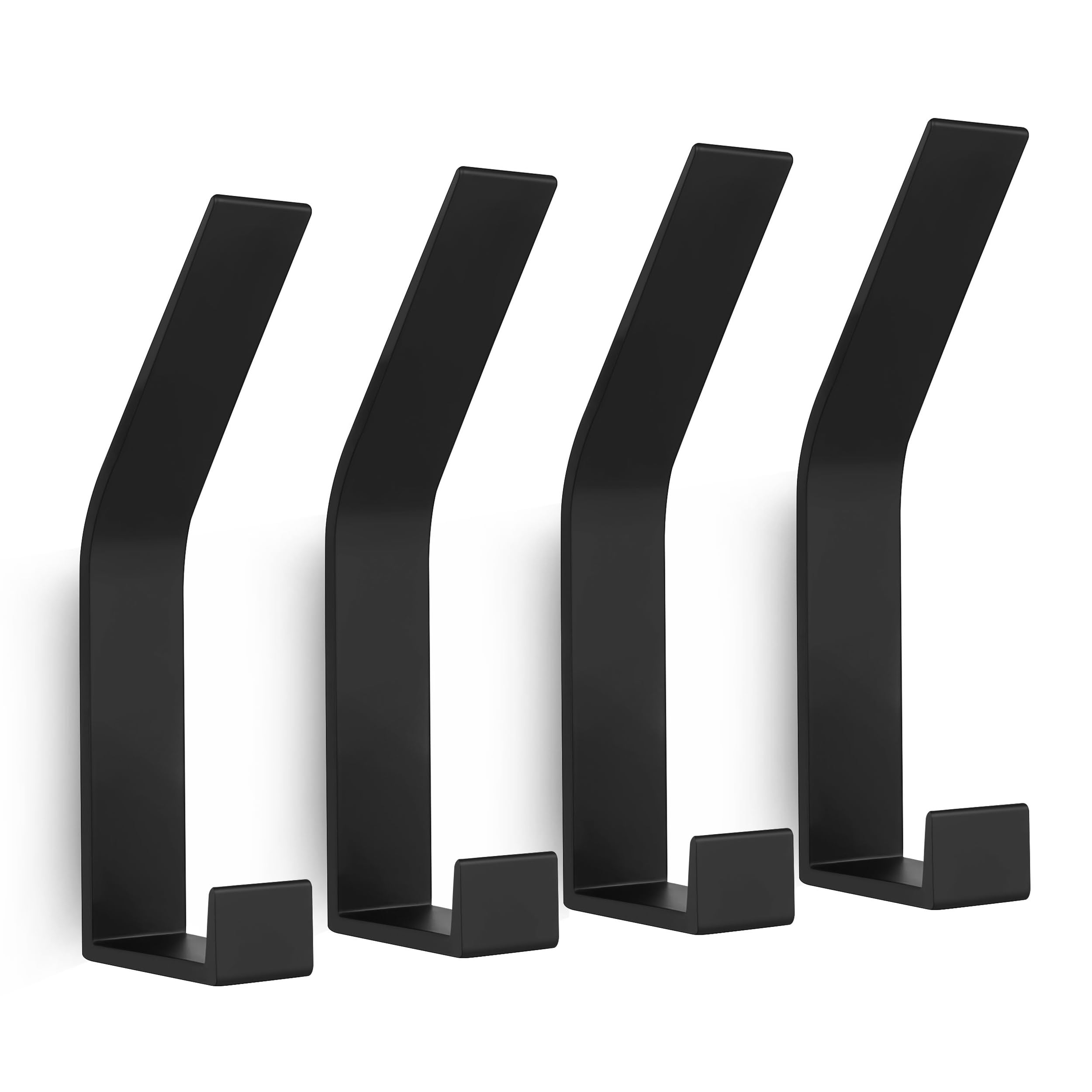 Zlylefun Coat Rack Hooks Wall Mounted, Black 4Packs, Bath Towel Rope Hooks for Kitchen, Door, Cabinet, Bathroom, Foyers, Hallways, and Bedrooms