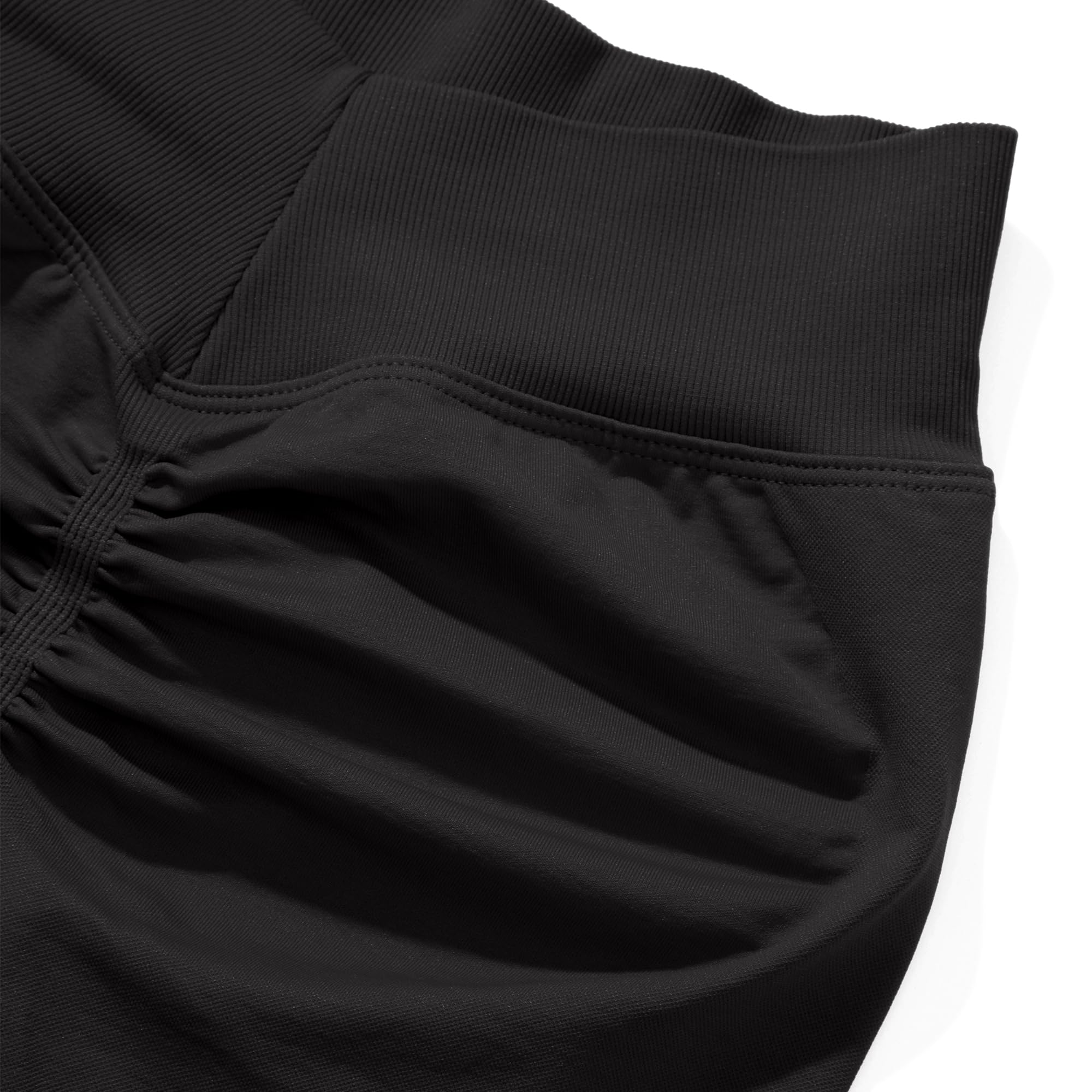 MOOSLOVER Women V Cross Waist Workout Shorts Butt Lifting High Waisted Biker Shorts(M,#2 Black)