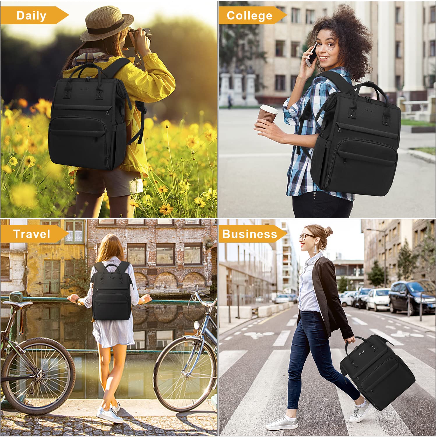 LOVEVOOK Laptop Backpack for Women, 17 Inch Work Travel Bag Computer Bags Teacher Doctor Nurse Backpack Purse, College Backpack (Upgraded), Gray