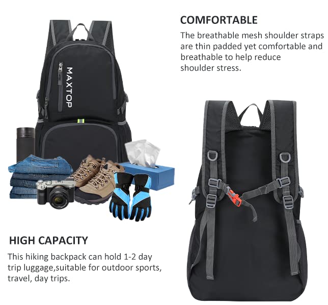 MAXTOP 40/50L Lightweight Packable Backpack for Hiking Traveling Camping Water Resistant Foldable Outdoor Travel Daypack