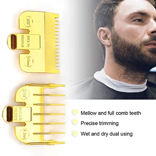 Nikou Limit Comb Guide, Oil Head Hair Clipper Limit Comb Positioning Tooth Guide Comb Haircut Accessory(Gold 1.5MM+4.5MM)