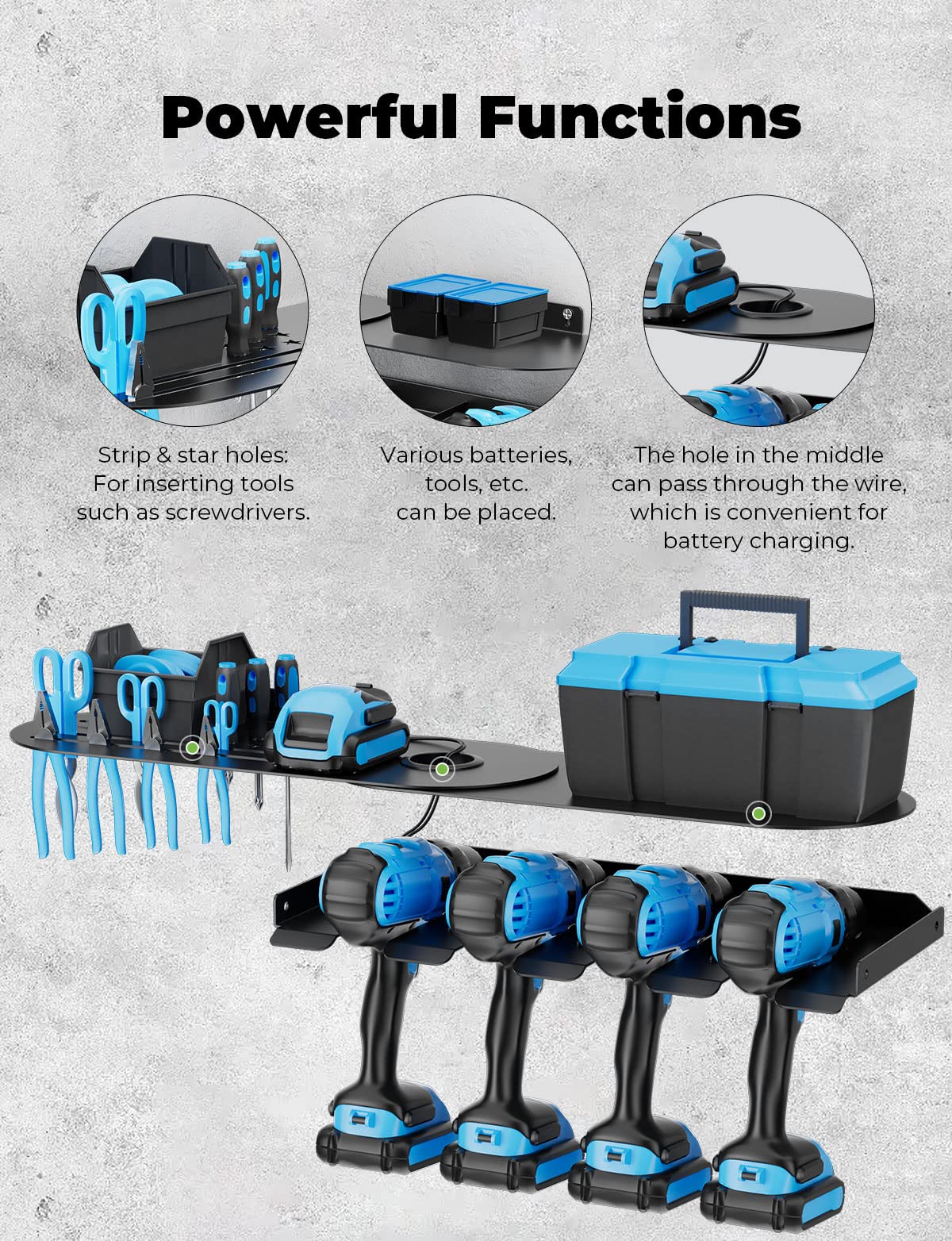yamagahome Power Tool Organizer, Heavy Duty Drill Holder Wall Mounted, Garage Tool Organizers and Storage Rack