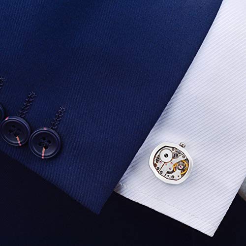Small Movement Cufflinks for Mens Shirt Cuff Buttons Oval Cuff Links Jewelry Design (Color : Gold) (Gold b)