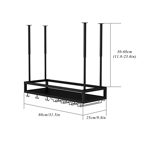 NileMAll Ceiling Wine Glass Rack - Metal Wine Rack with Glass Holder, Hanging Stemware Goblet Wine Glass Holder Perfect for Bar Cafe Kitchen Restaurant, Display Stand Black