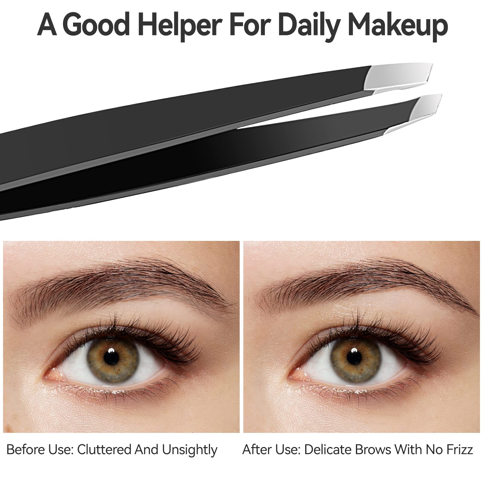 Tweezers Set 4-Piece Stainless Steel Tweezers for Women and Men