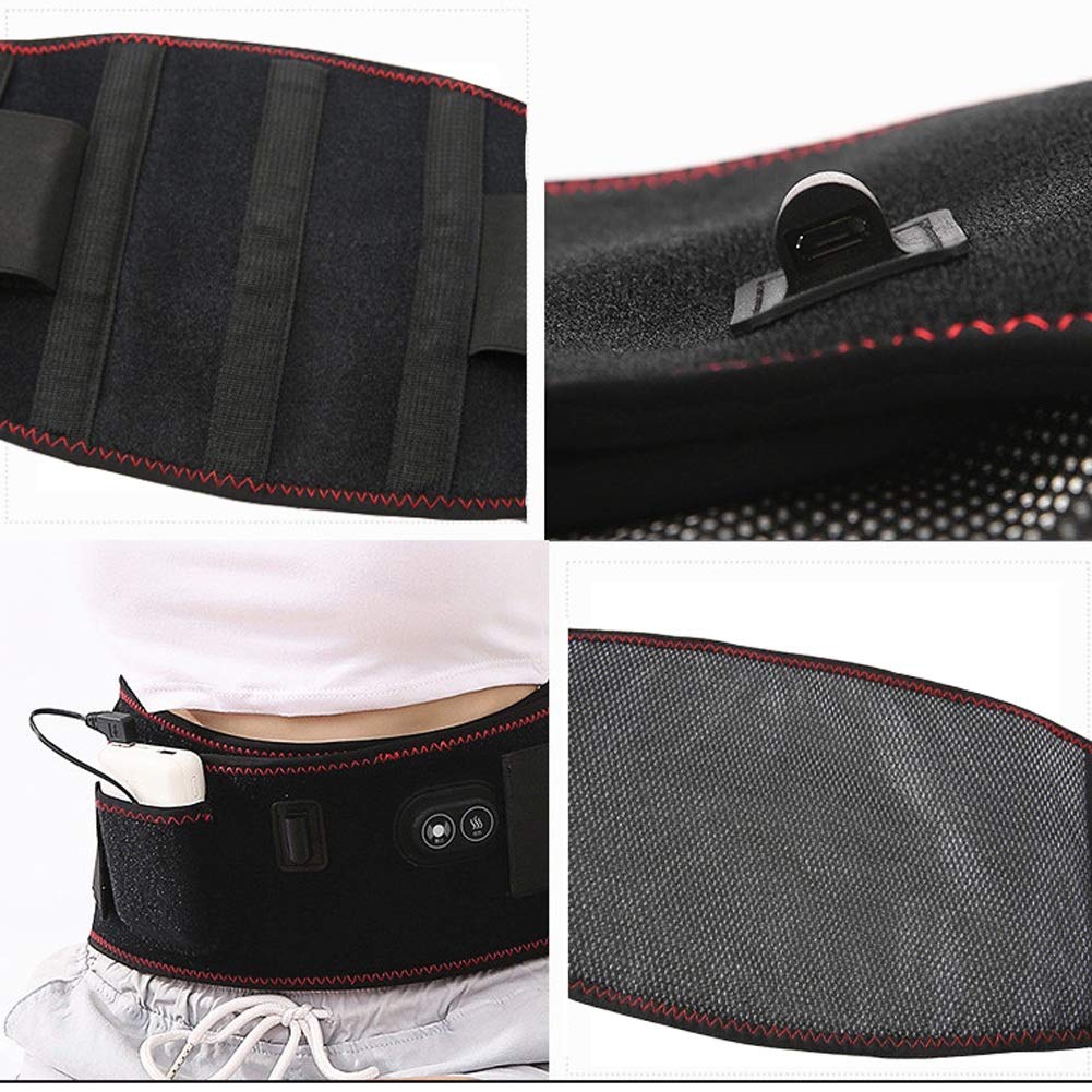 Lower Back Posture Lumbar Brace for Injuries- All Sports-Hot Compression Therapy Carbon Fiber Heating Vibration Massage