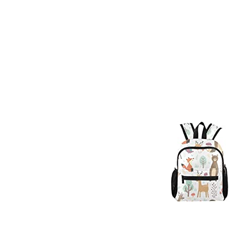 OREZI Fox And Bear Preschool Backpack with Chest Strap,Mini Toddler Backpack Daycare Toy Bag for Boys Girls,10 x 4x 12 Inches