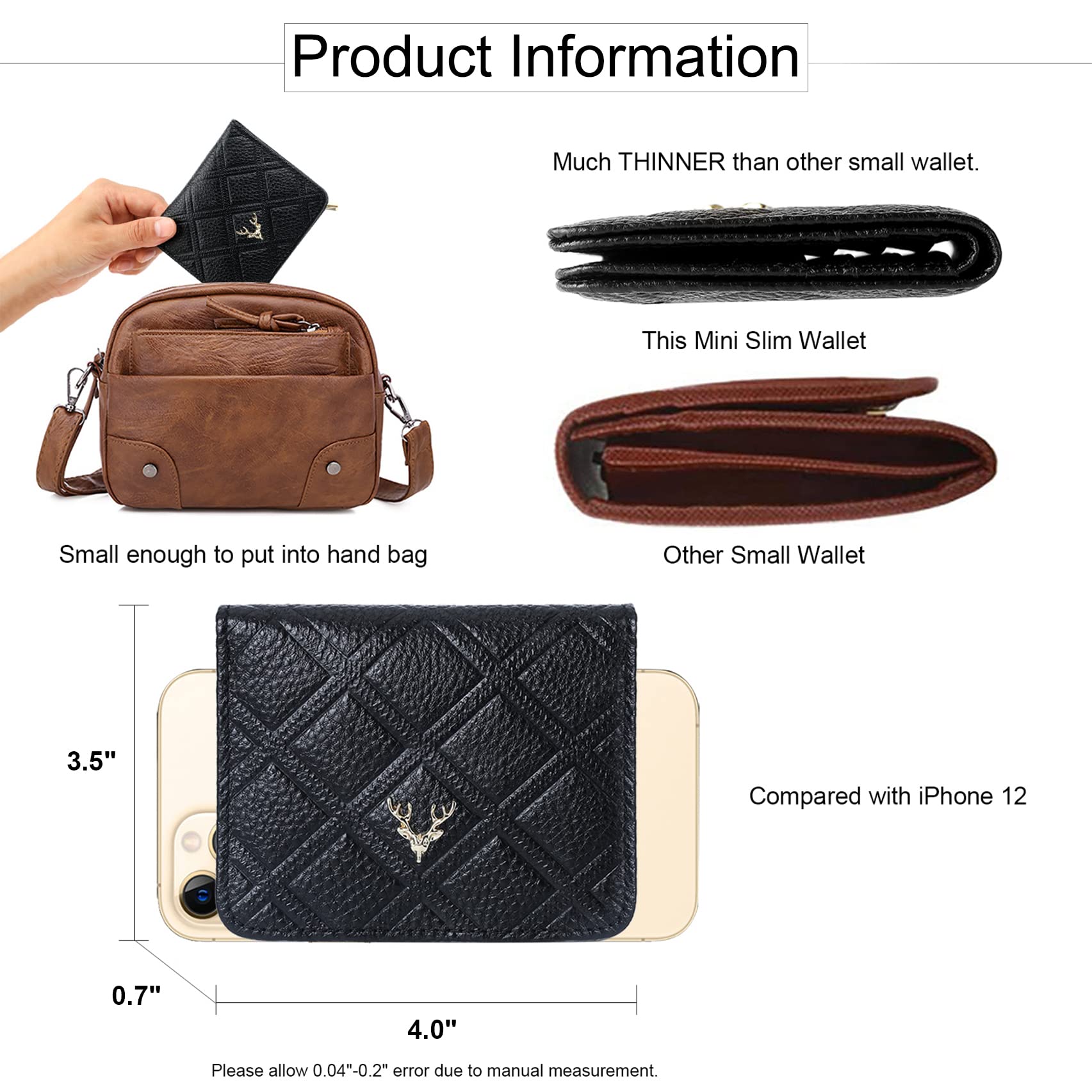 Small Wallets for Women RFID Blocking Genuine Leather Ladies Compact Bifold Pocket Wallet Mini Purse with ID Window Black-1