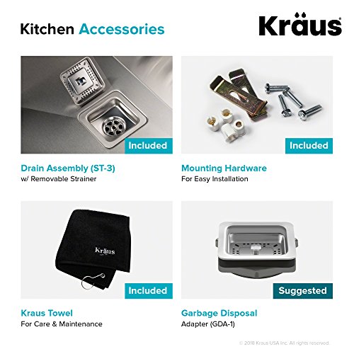 Kraus KHU15 PAX Kitchen Sink, 14.5", Satin