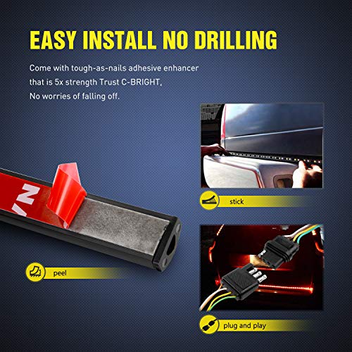 Nilight 48”/49” LED Tailgate Light Strip 90 LED Red/White for Running Light Brake / Turn Signal / Reverse Light,2 Years Warranty