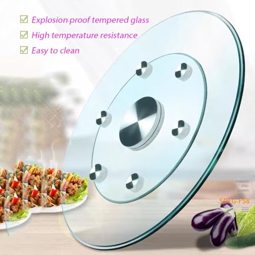 MAGILL Glass Lazy Susan Turntable for Dining Table - 28″ Clear Rotating Plate Round Tabletop Rotating Serving Tray with Silent Bearing,Silent & Smooth (Color : Clear, Size : 32in/80cm)