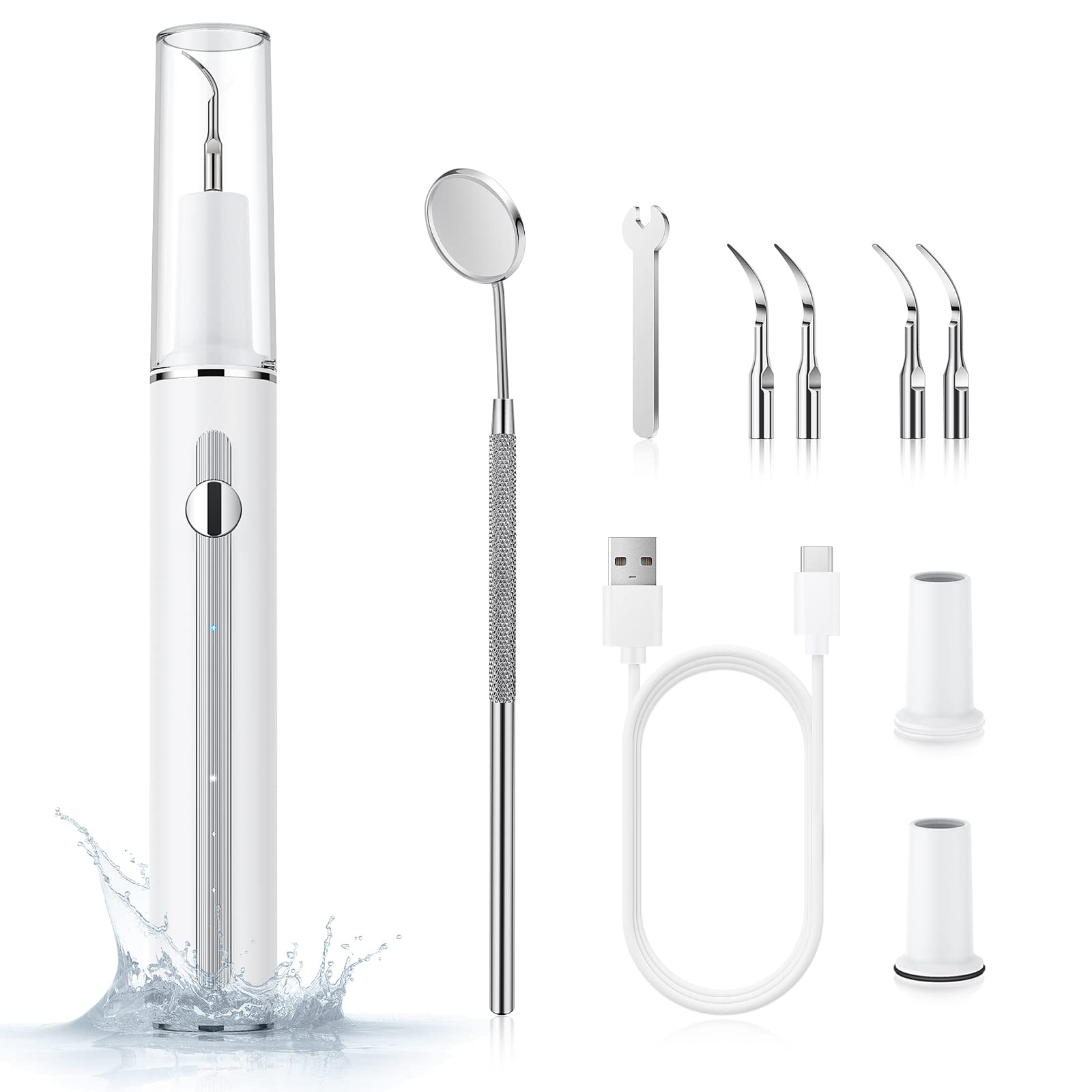 Teeth Cleaning kit, Electric Tooth Cleaning Tool with LED Light,Tooth Cleaner with 3 Modes, Home Teeth Cleaner with 3 Replaceable Inlet Sleeves