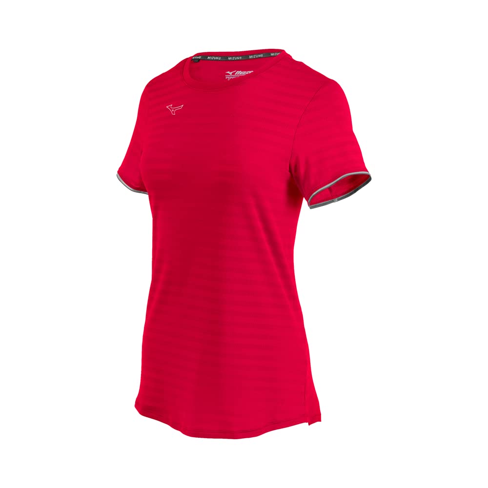 Mizuno Women's Athletic Eco Short Sleeve Tee, Red, Small