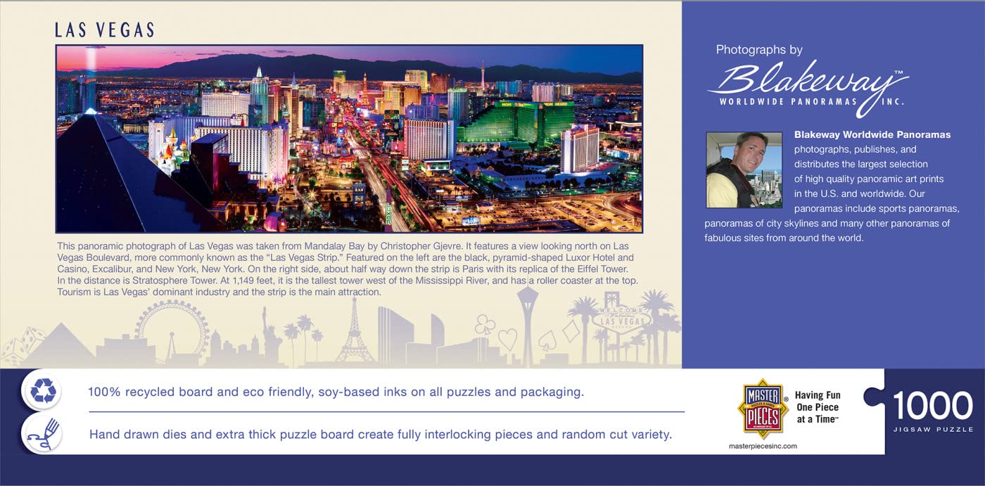 MasterPieces 1000 Piece Jigsaw Puzzle for Adults, Family, Or Youth - Las Vegas Panoramic - 13"x39"