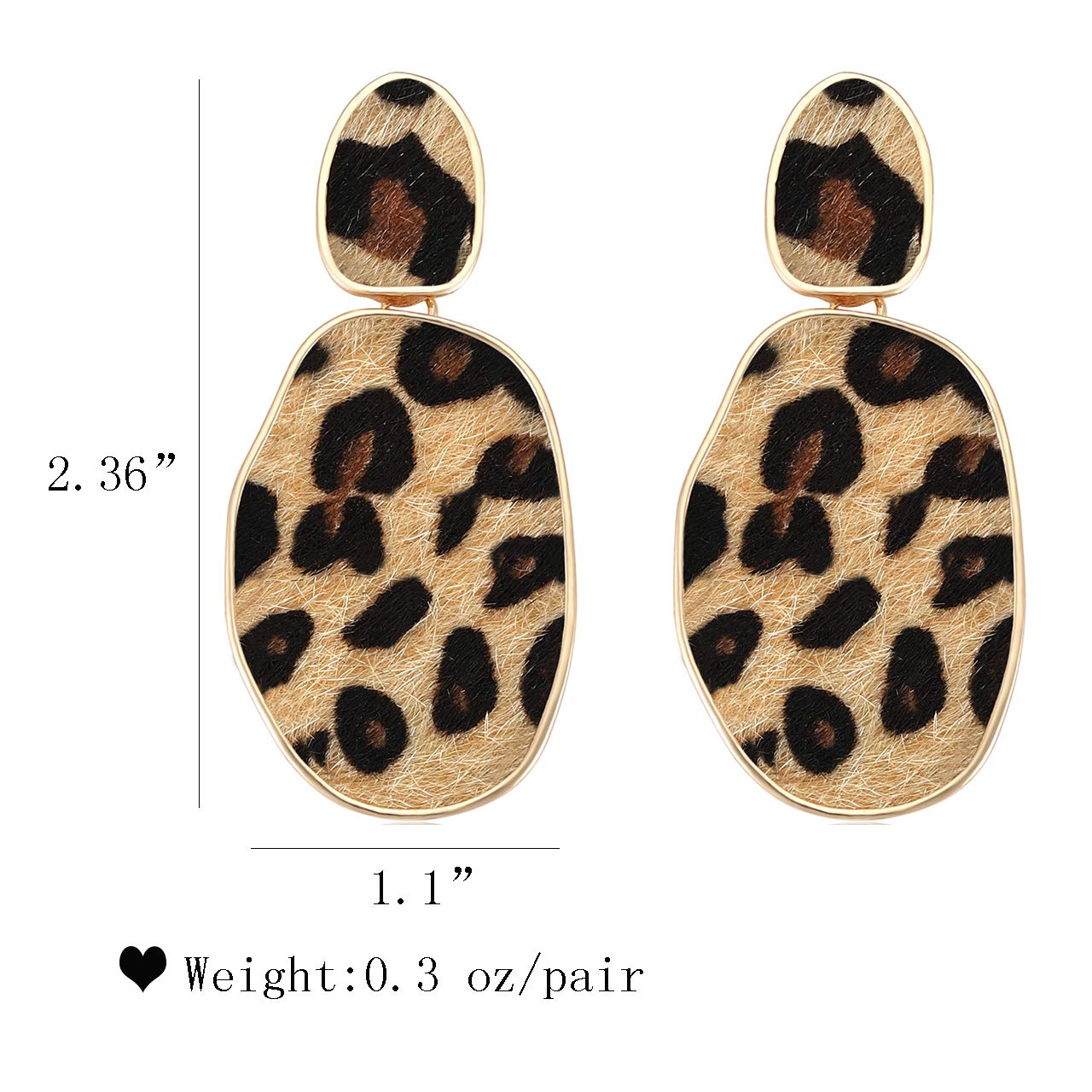 Leopard Print Earrings Lightweight Geometric Faux Leather Drop Dangle Earring Statement Animal Print Stud Earring For Women (brown leopard)