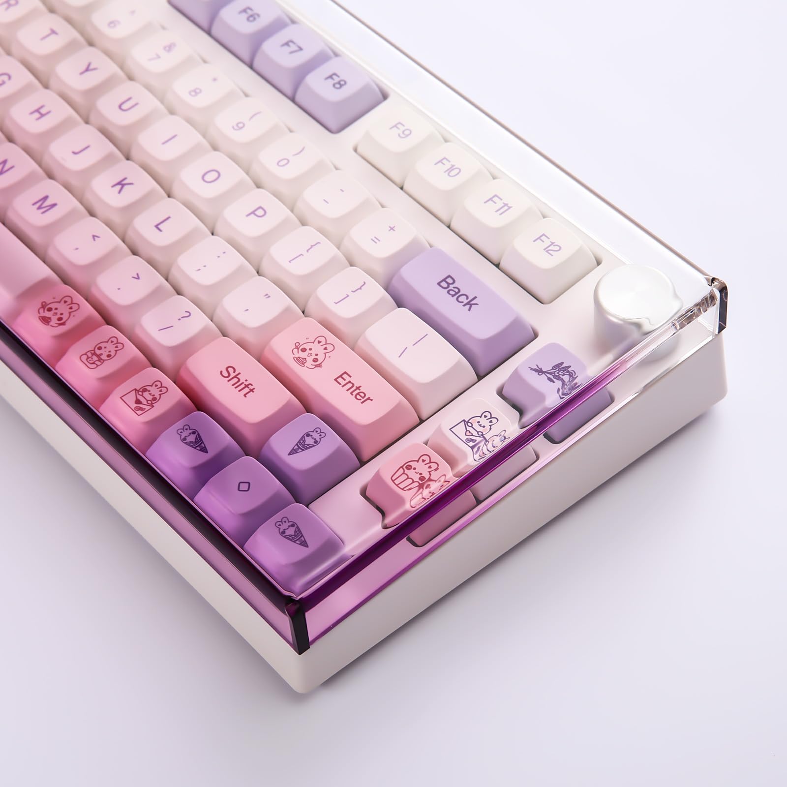 YUNZII Gradient Clear Acrylic Keyboard Cover Protector with Dustproof Waterproof Anti-hit Anti-cat Protective Case for 65%,75% Layout, 84 Key 98 Key Mechanical Keyboard (68-Key Size,Purple)