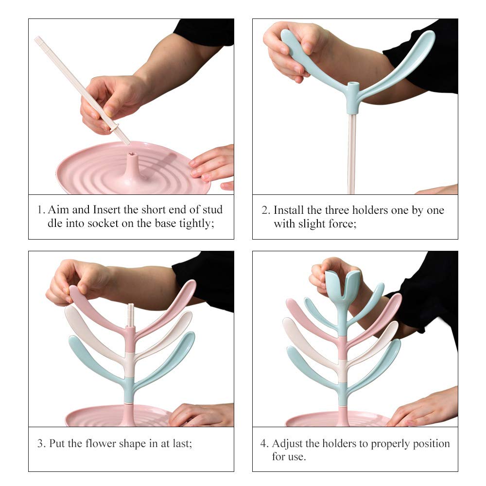 MOMEEMO Bottle Drying Rack,Beautiful Design, Easy to Clean,Used for Teats, Cups, Pump Parts and Accessories (Pink)