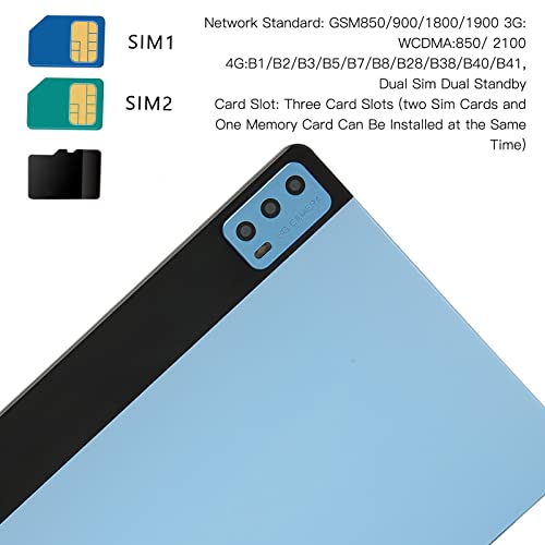 Yunseity 10 Inch IPS HD Tablet, 4G 5G WiFi Calling Tablet, 4GB RAM 256GB ROM PC Tablet, MT6735 8 Core CPU, Dual Stereo Speakers, Great for Gaming Reading Learning (Blue)