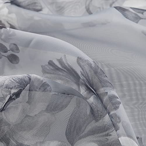 Madison Park Simone Floral Design Sheer Single Window Curtain Voile Privacy Drape for Bedroom, Livingroom, 50" x 84", Grey (MP40-6614)