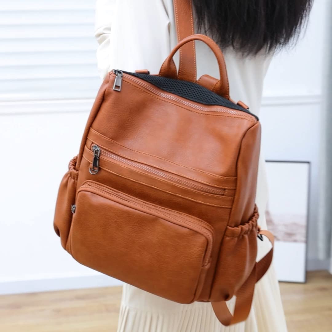 Shaelyka Convertible Backpack Purse for Women, Water-resistant Backpack with Anti-theft Pocket, Brown