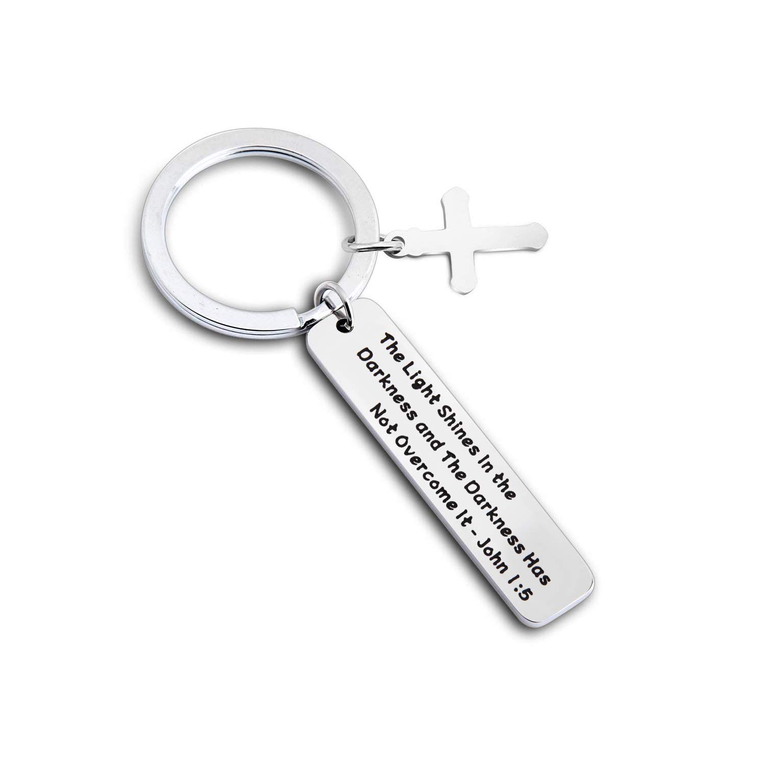 Lywjyb Birdgot Religious Keychain The Light Shines In The Darkness Jewelry Gifts (Light in Darkness)