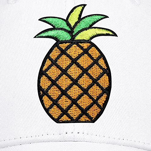 LHSCVUFASC Pineapple Hat for Men Women Baseball Cap Trucker Hat Dad Hats Unisex Embroidered White