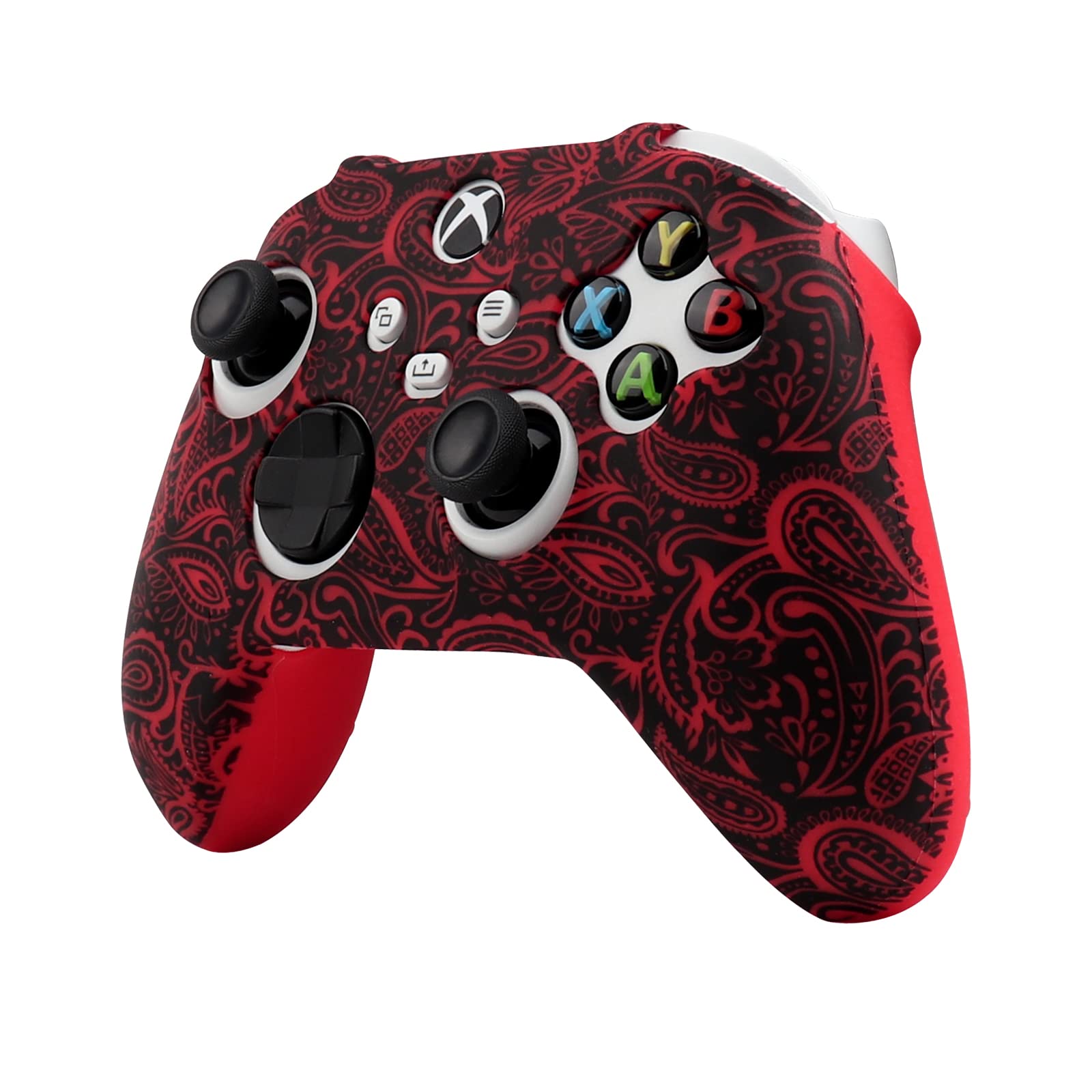 RALAN Water Print Controller Cover Skin Silicone Protector Compatible for Xbox Series S/X Controller (Black Pro Thumb Grip x 8,Cat + Skull Cap Cover Grip x 2)