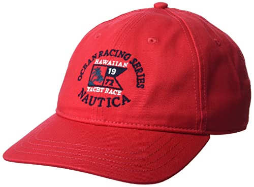 Nautica Men's Reissue Logo Graphic Cap, Bright Red, One Size