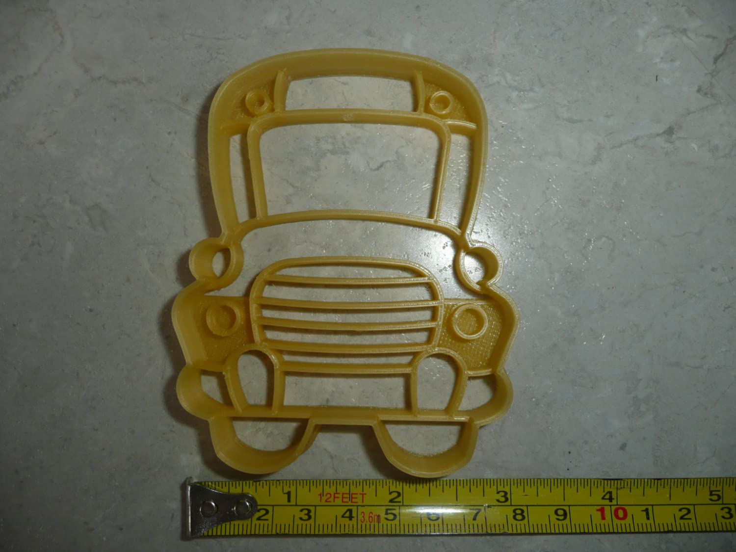 SCHOOL BUS FRONT VIEW CARTOON STYLE DETAILED COOKIE CUTTER MADE IN USA PR4959