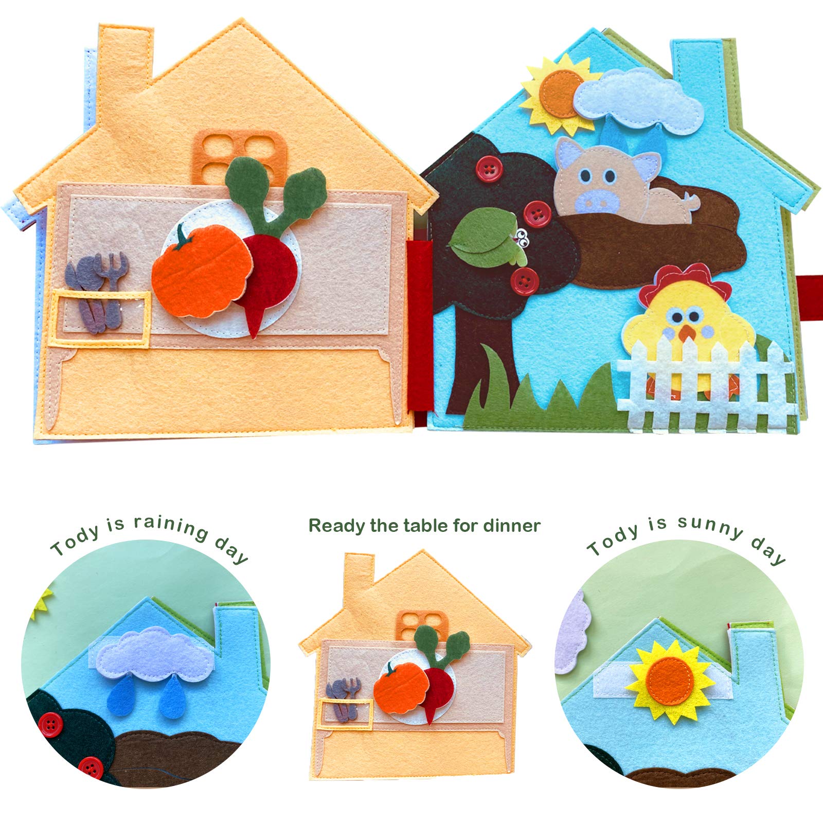 MOVEBO- Quiet Book Toddler Book (My Farm Day),Farm Animals Activity Busy Book,Felt Book,Quiet Book for Toddlers and Children