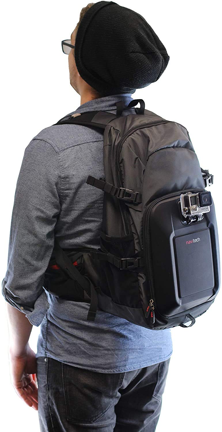 Navitech Action Camera Backpack & Grey Storage Case with Integrated Chest Strap - Compatible with DragonTouch Vision 3 Pro Action Camera