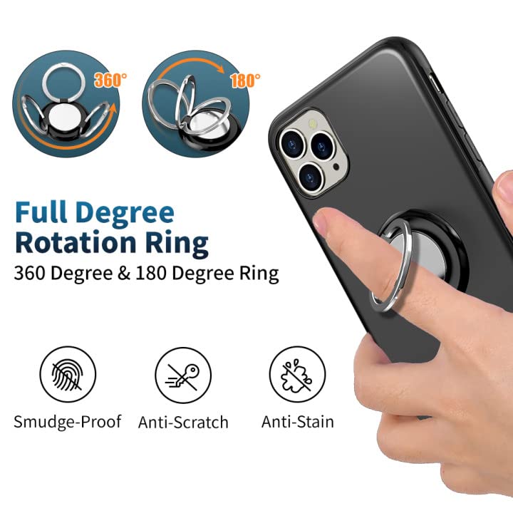 Magnetic Case for iPhone 11 Pro Back Support Magnetic Car Mount, [Invisible Built-in Metal Plate] Ultra Thin Soft TPU Shockproof Anti-Scratch 360 Protective Cover for Apple iPhone 11 Pro Black