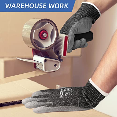 Schwer 8 Pairs Cut Resistant Work Gloves, ANSI A3 Cut Proof Working Gloves with Grip on Palm, for Men & Women, Ideal for General Purpose, Assembly, Auto Repairing (Black, Large)