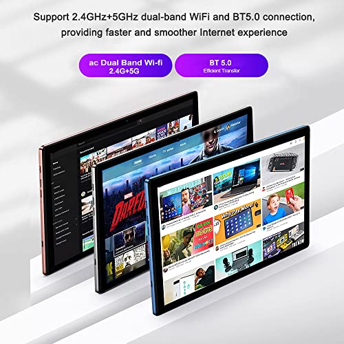 mewmewcat Tablet Computer, P30 10.1 inch Portable Tablet MTK6762 Processor 4GB+64GB Memory 1280 * 800 Resolution Android 11.0 System Rose Gold US Plug