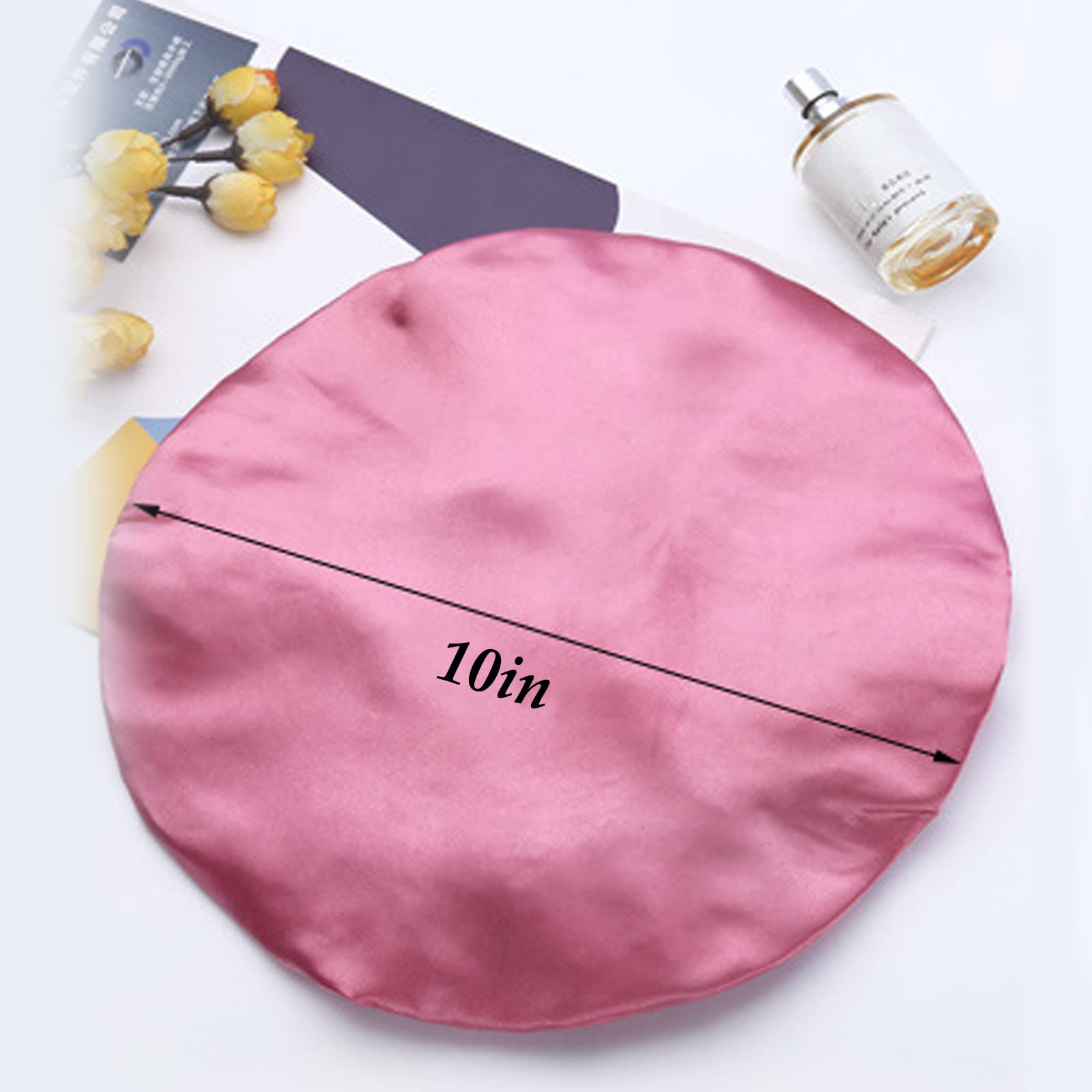 YAWALL Shower Cap 2Pcs, Shower Caps for Women Reusable Waterproof, Silk Double Layer Hair Cap, Pink & Black