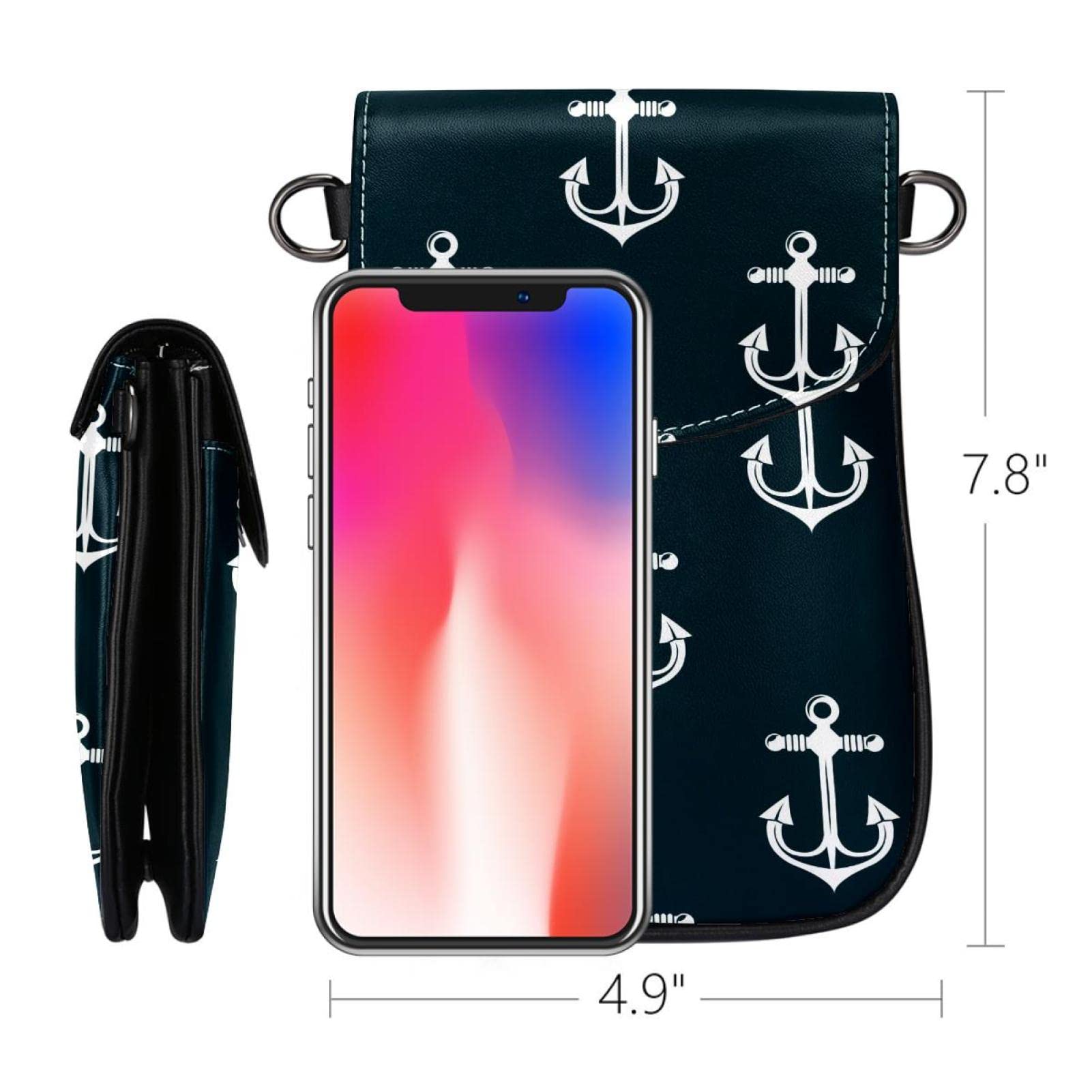 Small Crossbody Cell Phone Purse for Women,Anchor pattern,Cellphone Bags Handbags Shoulder Bag Purse