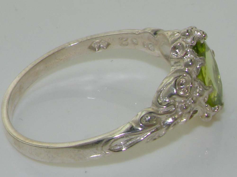 LetsBuyGold 925 Sterling Silver Real Genuine Peridot Womens Band Ring - Size 12