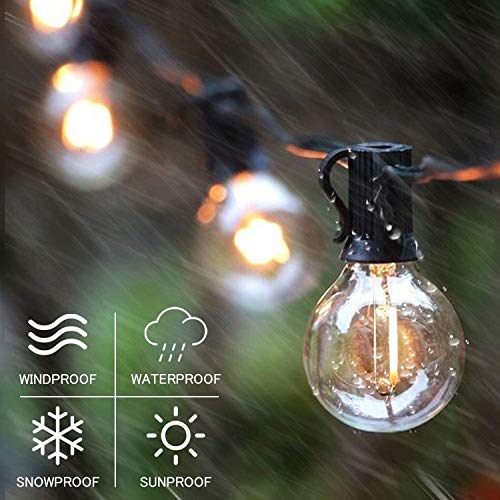 SUNTHIN Solar String Lights, 48ft Solar Patio Lights with 24 Shatterproof G40 LED Bulbs, Waterproof Solar Powered Outdoor Lights for Backyard, Garden, Deck, Porch, Pergola, Camping, Party