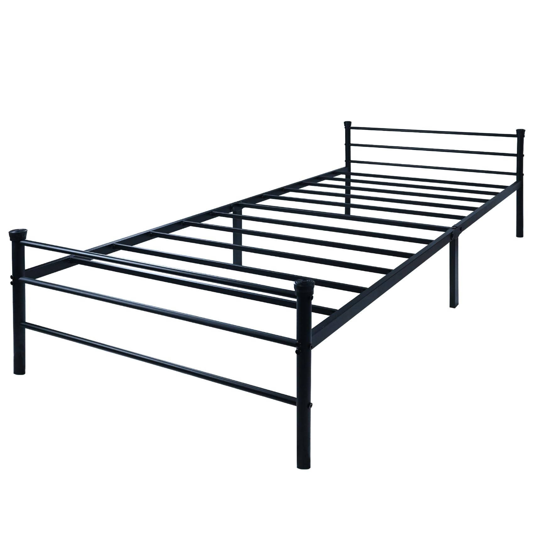 leheyhey Twin Size Bed Frame Reinforced Heavy-Duty Black Metal Bed Frame for Easy Assembly,No Box Spring Needed,Load Capacity 250kg/550lb