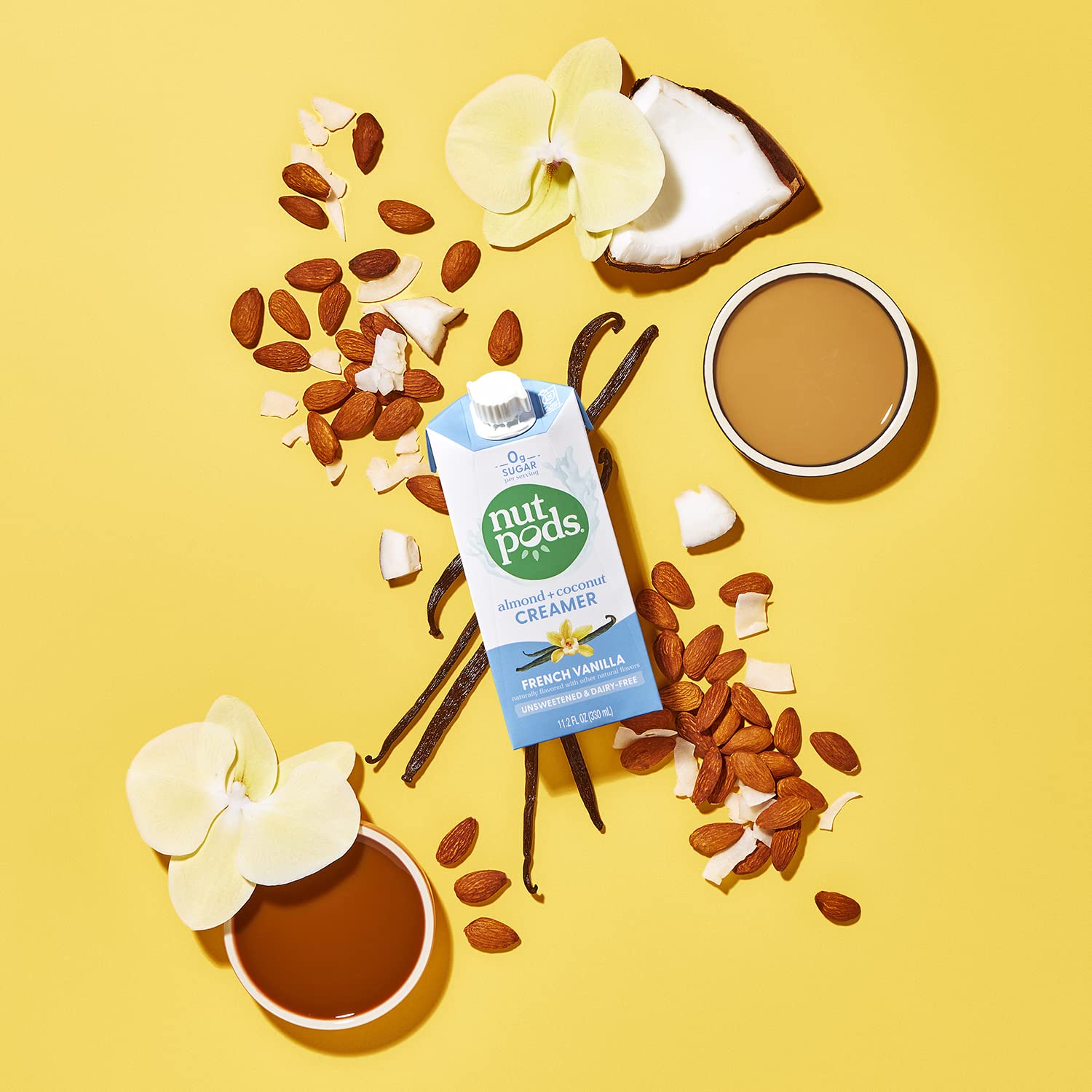 nutpods French Vanilla Creamer - Unsweetened Non Dairy Made from Almonds and Coconuts - Keto Creamer, Whole30, Gluten Free, Non-GMO, Vegan, Sugar Free, Kosher (4-Pack)