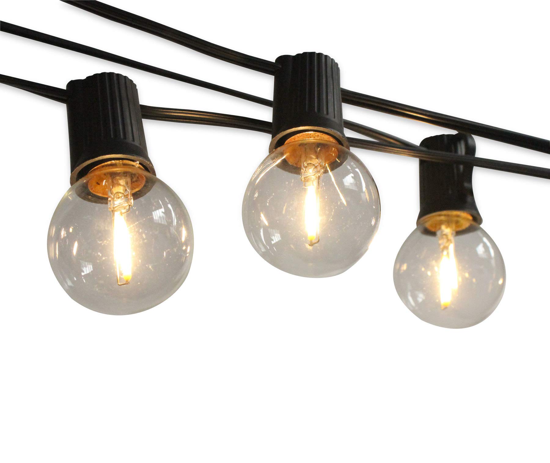 LEDPAX Technology 100Ft G40 Outdoor String Lights with 100 Shatterproof LED Clear Globe Bulbs for Patio, Garden, Backyard, Deck, Foot, Black